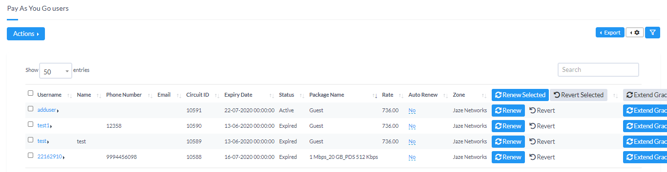 Managing pay-as-you-go users - Documentation - Jaze ISP Manager